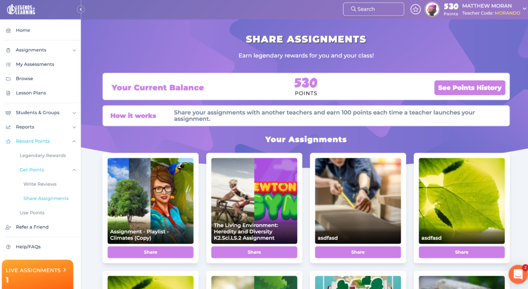 The Latest Teacher Features! Sep 2021 | Legends of Learning