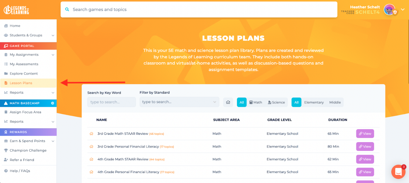 Lesson Plans: Three Clicks and Done! | Legends of Learning