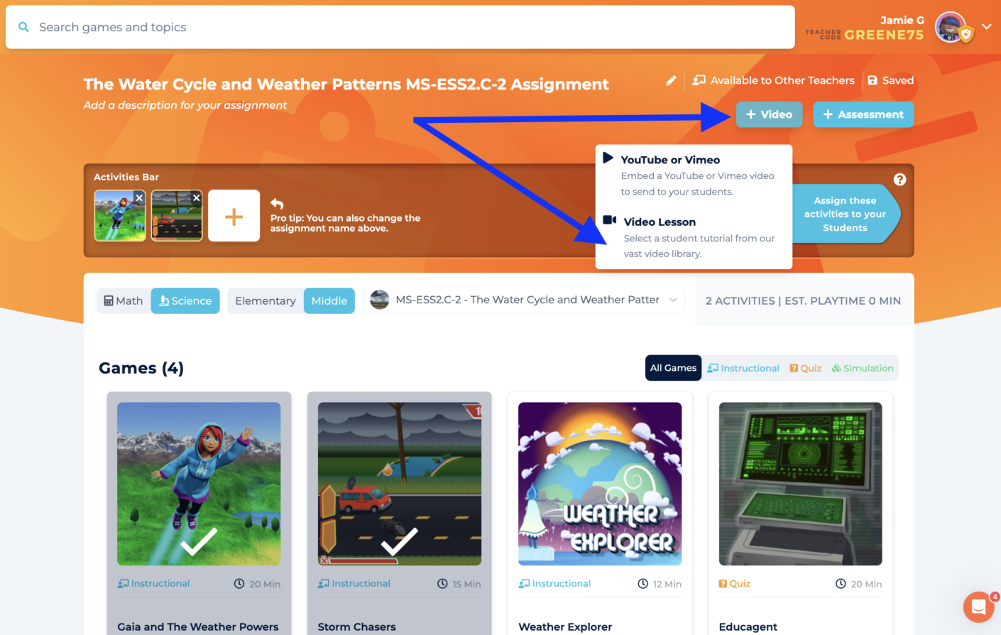 New Legends of Learning Feature: Video Lessons!