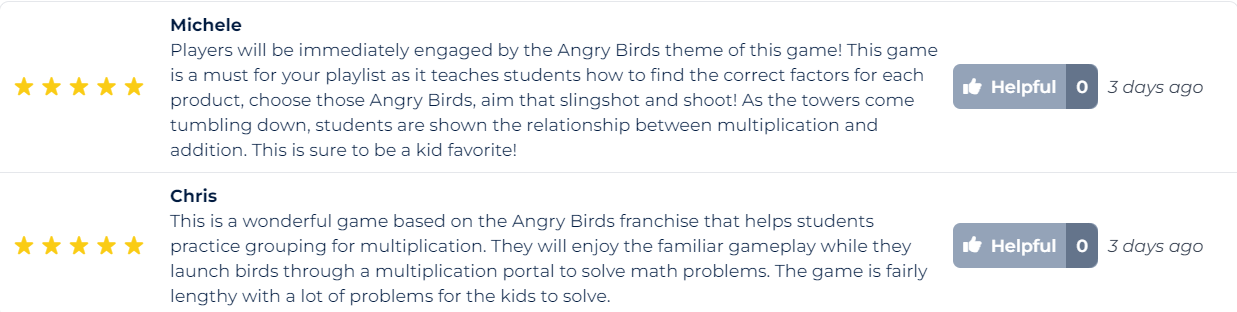 Angry Birds' Learning Games: Multiplication Portal & Eggstraction